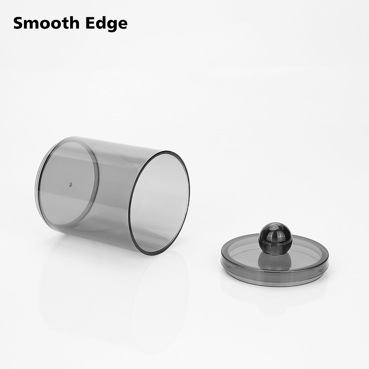 DAPOWER 2 Pack Qtip Holder Vanity Storage Canister for Cotton Ball Cotton Swab Pads Floss, 10-Ounce Clear Plastic Apothecary Jar with Lid, Bathroom Organizers and Storage (2)