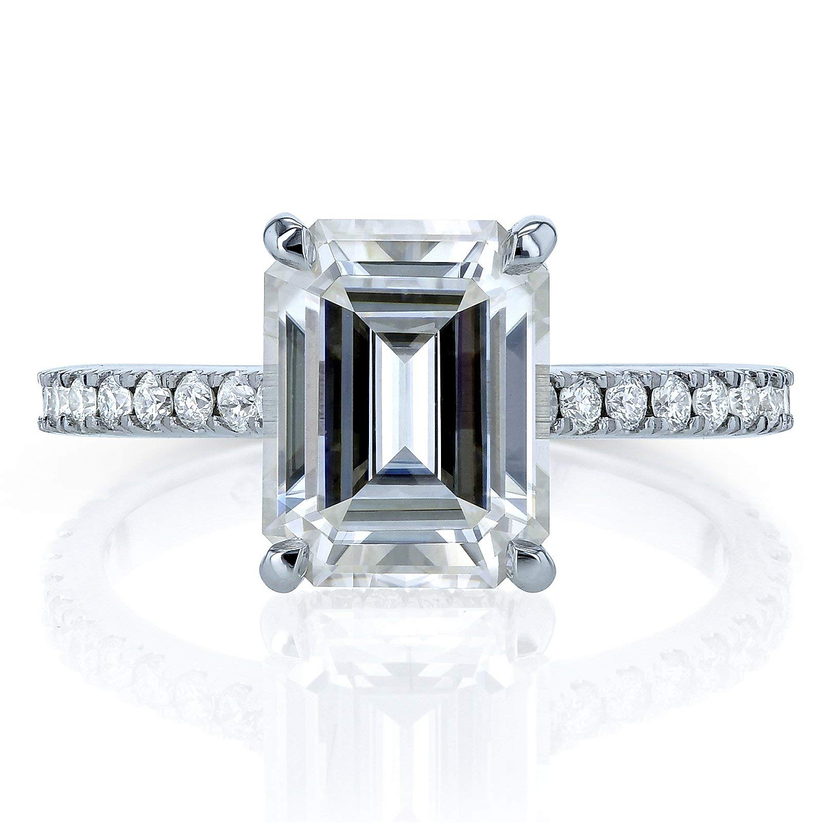 Kobelli Emerald-cut Moissanite Engagement Ring 2 7/8 CTW 14k White Gold, 7