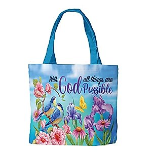 With God Religious Canvas Tote Bag Inspirational 14.5" x 15" Briarwood Lane