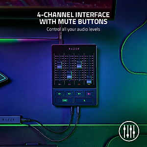 Razer Audio Mixer: All-in-One Streaming/Broadcasting Mixer - 4-Channel Design - XLR Preamp - Built-in Voice Settings & Audio Processing - USB Connectivity - Plug & Play - Chroma RGB