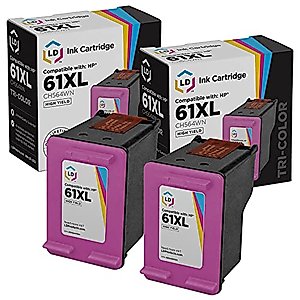 LD Remanufactured Ink Cartridge Replacements for HP 61XL CH564WN High Yield (Color, 2-Pack)