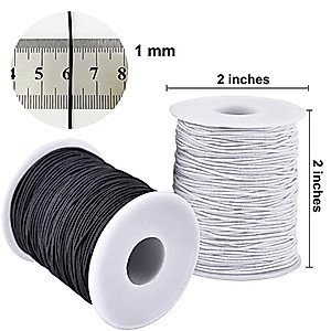 Stretchy String for Bracelets, 4 Rolls 1 mm Sturdy Elastic String Elastic Cord for Jewelry Making, Necklaces, Beading (2 Black+ 2 White)