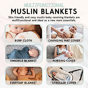 Barida Muslin Blankets for Girls & Boys, Premium Cotton Large Multiuse Lightweight Ultra Soft Muslin Blanket Baby, Muslin Swaddle Blankets Boy, 2 Pack Muslin Throw Blanket (Orange- Sage Green)