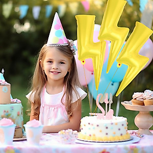 BENOSPACE 4 Pcs Lightning Balloons Bolt Foil Balloon Large Flash Mylar Balloons Yellow Lightning Balloons Party Supplies for Graduation Baby Shower Wedding Celebration Birthday Party Decorations