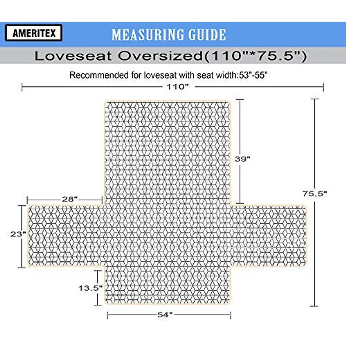 Ameritex Loveseat Cover Water-Resistant Quilted Furniture Protector with Back Nonslip Paws Slipcover for Dogs, Kids, Pets Loveseat Slipcover Stay in Place for Leather (Dark Grey, 54'')