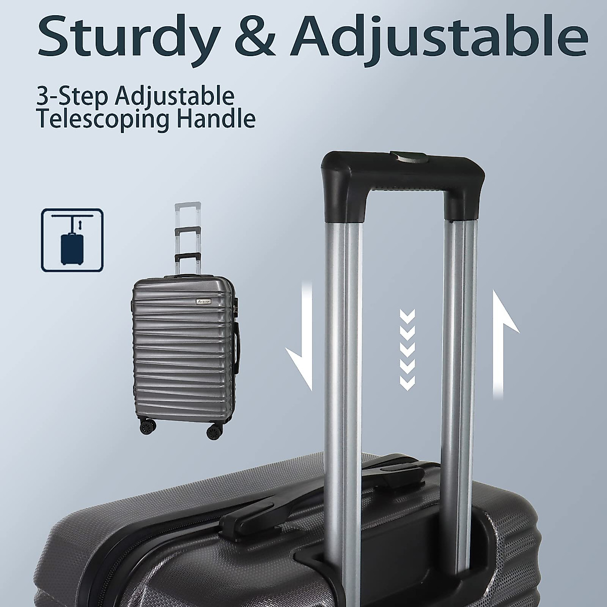 Aklsvion Luggage Sets 3 Piece(20/24/28)-Suitcase Set- Luggage with Wheels-PC + ABS Durable Lightweight Rotating hardshell suitcase 5PCS (Metallic Grey)…