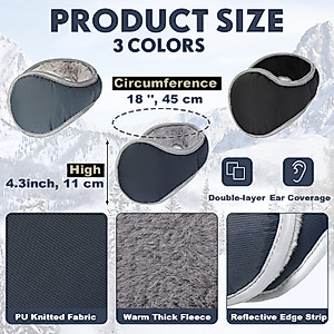 Zhehao 3 Pcs Winter Ear Muffs for Men Ear Warmers Waterproof Ear Covers with Reflective Stripe Unisex 3 Colors (black, Gray, Blue)