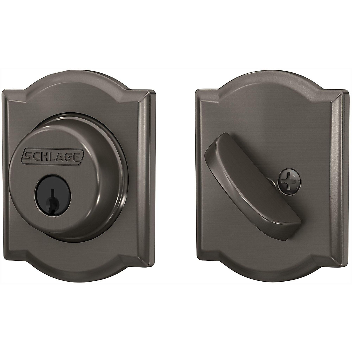 SCHLAGE Lock Company B60CAM622 Series Deadbolt Camelot Rose Single Cylinder Deadbolt, Matte Black