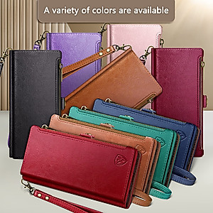 XcaseBar for iPhone XR 6.1" Wallet case with 【RFID Blocking】 Zipper Credit Card Holder, Flip Folio Book PU Leather Phone case Shockproof Cover Women Men for Apple XR case Wine Red