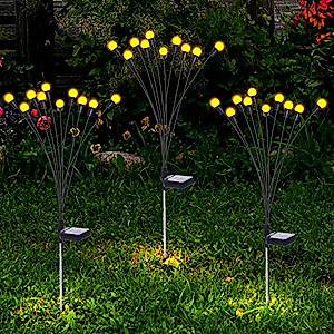 Ladiwanka Firefly Lights Solar Outdoor, 6 Packs Solar Powered Firefly Lights,10 Led, Waterproof Garden Lights Solar Powered, Firefly Garden Decorative Lights Yard Patio Pathway Outdoor Decoration