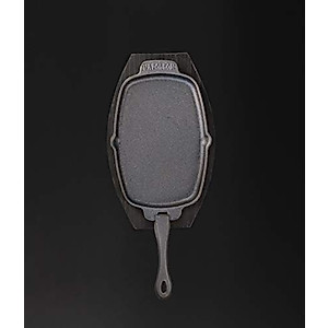 Napoleon BBQ Grill Accessory - Cast Iron Sizzle Platter - 56008 - Wooden Platter for Serving, Use On Side Burner, Use In Oven, Use On Grill Grates, Removable Handle