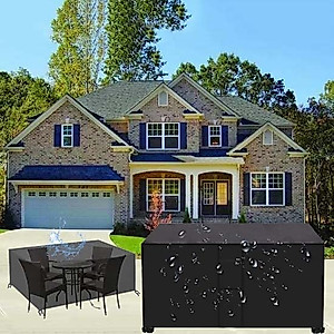 Garden Furniture Cover Waterproof 138x102x35in, Outdoor Sectional Sofa Set Covers, Heavy Duty 420D Patio Furniture Set Cover, Rectangular Table and Chair Set Covers, for Deck, Lawn and Backyard