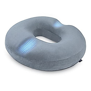 HOMCA Donut Pillow Hemorrhoid Seat Cushion for Office Chair, Premium Memory Foam Chair Cushion, Sciatica Pillow for Sitting Tailbone Pain Car Seat Cushions, Gray