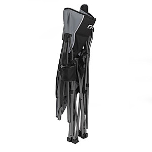 RTIC Ultra-Tough Chair Portable Folding for Camping, Outdoor, Fishing, Beach, with Arm Rest and Cup Holder, Folds Quickly for Easy Storage in a Carry Bag, Black