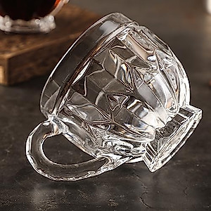 GURUDAR Glass Coffee Mug Set of 6, Clear Espresso Cup with Handle, Lead-Free Drinking Glassware, Perfect for Tea Latte Cappuccino Juice and More Beverage, 6OZ/180ML