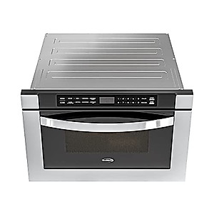 KoolMore KM-MD-1SS 24 Inch Stainless Steel Microwave Drawer with 1.2 cu. ft. Oven, 1000W Power with 10 Custom Cooking Levels, Memory, and Timer Functions, Wall-Mounted with Flat Bottom
