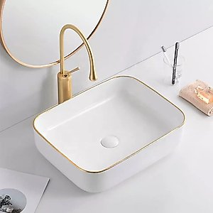 Luxury High Arc Single Handle One Hole,Tall Modern Bathroom Vessel Sink Faucet, Solid Brass Lavatory Vanity Faucet, Free Pop Up Drain Assembly and Water Hoses. cUPC Certified (Brushed Gold)