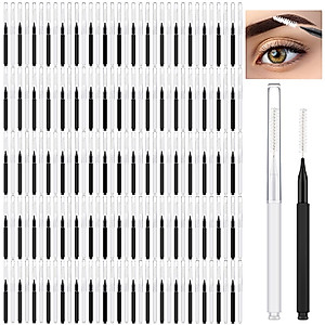150 Pieces Micro Eyebrow Brush with Cap Brow Lamination Brush Eyebrow Spoolie Brush Comb Eyebrow Lash Lift Tools Lash Filler Eyelashes Extensions Eyebrows(Black and White)