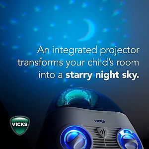 Vicks Starry Night Filtered Cool Mist Humidifier, Medium to Large Rooms, 1 Gallon Tank – Cool Mist Humidifier for Baby and Kids Rooms with Light Up Star Night Light Display, Works with Vicks VapoPads