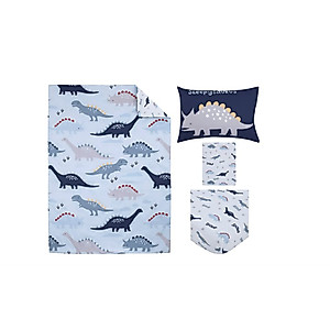 Parent's Choice 4-Piece Toddler Bedding Set, Blue, Dino
