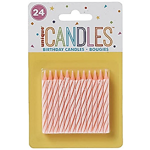 Unique Stripes Party Candles, 2.5", Pink