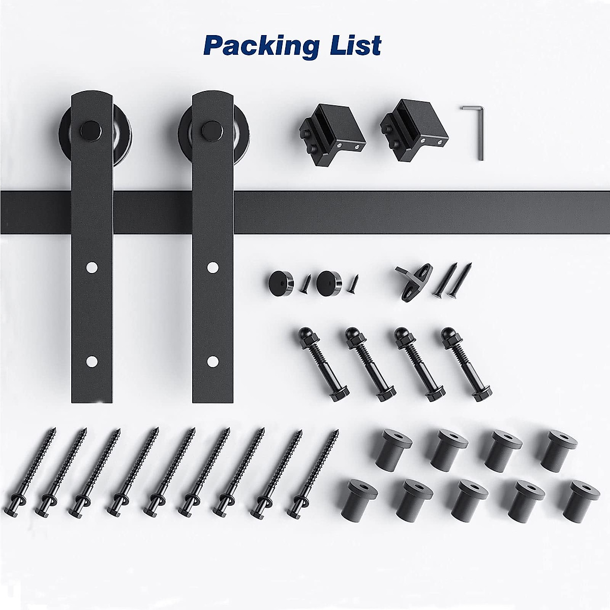 EaseLife 12 FT Heavy Duty Sliding Barn Door Hardware Track Kit,Straight Pulley,Slide Smoothly Quietly,Easy Install (12FT Track Kit for 72" Wide Single Door)
