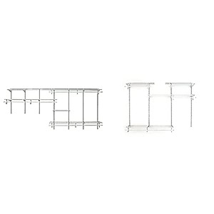 ClosetMaid 2091 ShelfTrack 7Ft. To 10Ft. Adjustable Closet Organizer Kit, White & 8808 Adjustable Closet Organizer, 4 ft to 6 ft, White