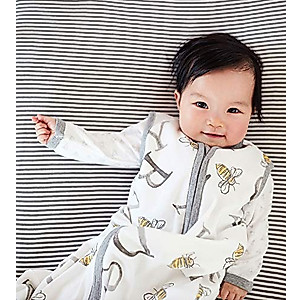 Burt's Bees Baby - Fitted Crib Sheet, Boys & Unisex 100% Organic Cotton Crib Sheet For Standard Crib and Toddler Mattresses (Heather Grey Thin Stripes)