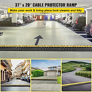 Happybuy 1 Pack of 3-Channel Rubber Cable Protector Ramps Heavy Duty 44000Lbs Load Capacity Cable Wire Cord Cover Ramp Speed Bump Driveway Hose Cable Ramp Protective Cover
