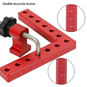 ATOLS 90 Degree Positioning Squares, Right Angle Clamps 5.5" x 5.5"(14 x 14cm) Aluminum Alloy Woodworking Carpenter, Corner Clamping Square Tool for Picture Frames, Boxes, Cabinets or Drawers(4 Pack)