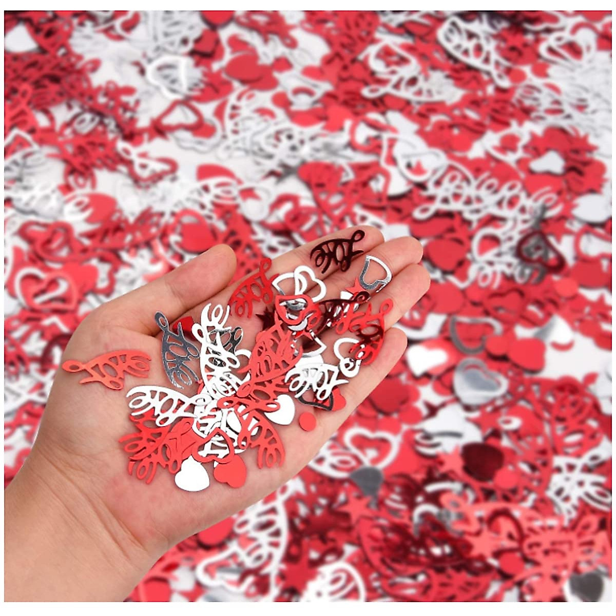 Red Silver Heart Confetti Glitters,Mix Heart Love Table Scatter Confetti for Valentine's Day Wedding Anniversary Party Bridal Shower Home Table Decoration,Photo Booth Backdrop(120g/4.2oz 2000PCS)