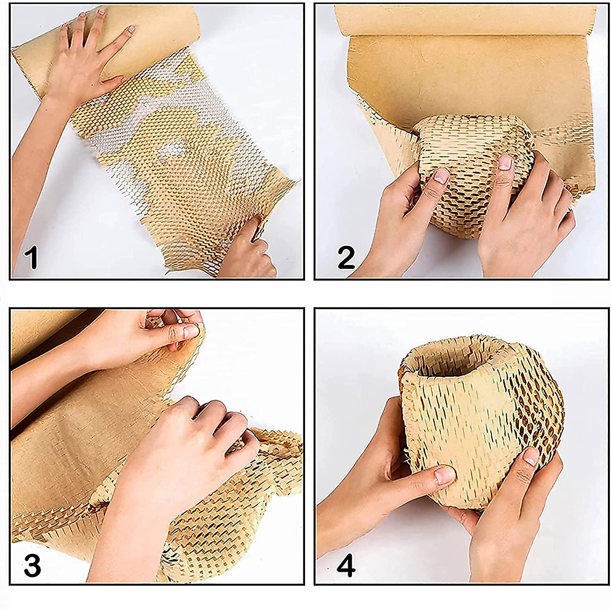 Eco Friendly Honeycomb Packing Paper, 15" x 820' Honeycomb Cushioning Wrap Roll for Moving Shipping Packaging Gifts, Recyclable Honeycomb Paper Moving Supplies Bubble Paper Wrapping Protective Roll