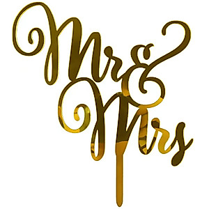 Qertesl Acrylic Mr & Mrs Cake Topper,Bride and Groom Cake Topper, Wedding or Anniversary party Cake Topper.