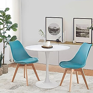 Round White Dining Table Modern Kitchen Table 31.5" with Pedestal Base in Tulip Design, Mid-Century Leisure Table for 2 to 4 Person