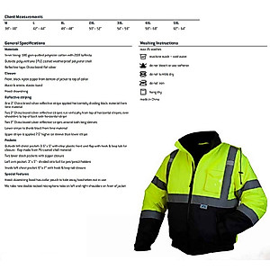 Pyramex Safety RJ3210XL RJ32 Series Jackets Hi-Vis Lime Bomber Jacket with Quilted Lining- Size Extra Large