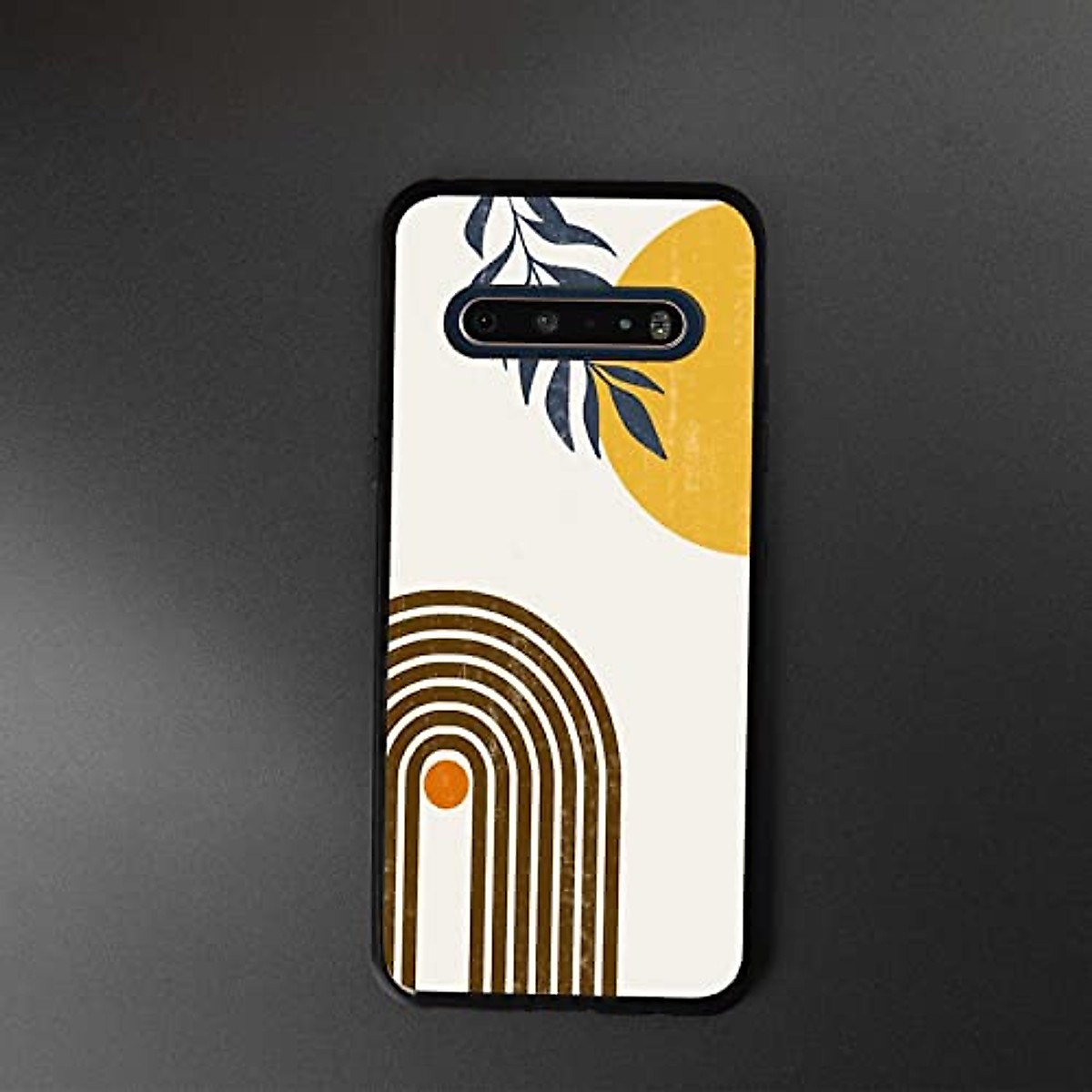 valuect lisment Compatible with LG V60 ThinQ 5G Case, Minimalist Abstract Art Aesthetic Boho Rainbow Sun Moon Leaves for LG Case Women Men, Trendy Silicone Bumper Case for LG