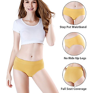 wirarpa Women's Underwear Cotton Mid Waisted Ladies Panties Full Coverage Briefs Multicolored X-Small