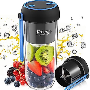 Travel Blender, ETGlife Portable Blender for Shakes and Smoothies 126W, 2H Fast Charge for 15 Times Uses, Self-Cleaning, with Cleaning Brush, Small Blender for Travel, Office, GYM, School