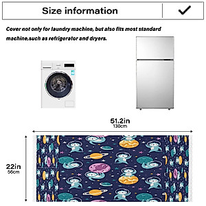 Kigai Cute Sloth Space Star Washing Machine Cover, Top Load Washer Dryer Fabric Cover with Storage Bags for Home Appliances Dust Proof Covers for Refrigerator Oven