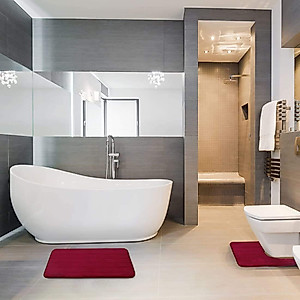 JDYYICZ Memory Foam Bathroom Rugs 2 Piece Bath Mat Set Soft Non-Slip and Absorbent Microfiber Bath Rug and U-Shaped Toilet Mat 32"x20"+24"x 20"