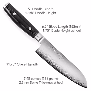 Yaxell Ran Plus 6.5" Santoku Knife - Made in Japan - 69 Layers VG10 Damascus