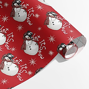 Horaldaily 17 x 120 Inch Christmas Wrapping Paper(3 Rolls: 42.5 sq. ft. ttl.), Red Buffalo Plaid Christmas Trees Snowman Snow Disposable Wrapping Paper for Party DIY Crafts Gift Decor