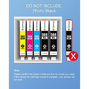 GPC Image Compatible Ink Cartridge Replacement for HP 564XL 564 XL Compatible with DeskJet 3520 3522 Officejet 4620 Photosmart 5520 6510 7520 7525 Printer (2 Black 1 Cyan 1 Magenta 1 Yellow, 5 Pack)