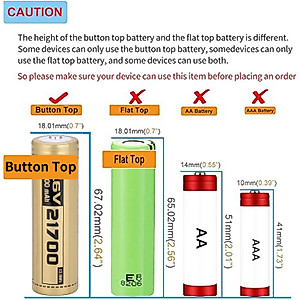 EcoSolutions 21700 Rechargeable Battery Case Set, 2pack 5000mah Large Capacity 3.6Volt 21700 Tip Battery for flashlights ect,