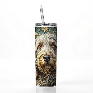 Spinone Italiano Dog Art Nouveau Skinny Tumbler 20oz with Straw Insulated Water Bottle Gift