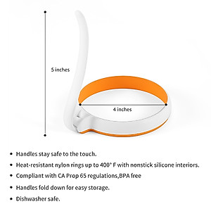 GAGAQI Silicone Fried Egg Cooker Rings Set,Nonstick,Easy to Use&Clean, 4-pack, Round Egg Mold for Cooking Pancake,Breakfast Sandwich, fit McMuffin Biscuit,Griddle Egg Ring for Frying Eggs