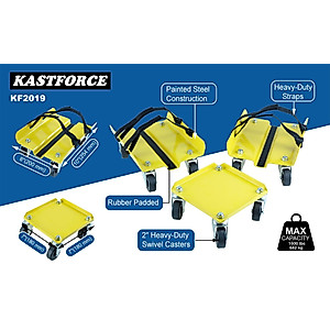 KASTFORCE Snowmobile Dolly Set Max Supporting up to 1500Lbs with Heavy Duty Straps 2 Inch Swivel Casters KF2019