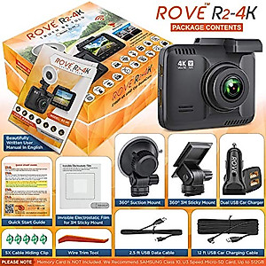 ROVE R2-4K Dash Cam and ROVE Ultimate Hard Wire Kit Bundle