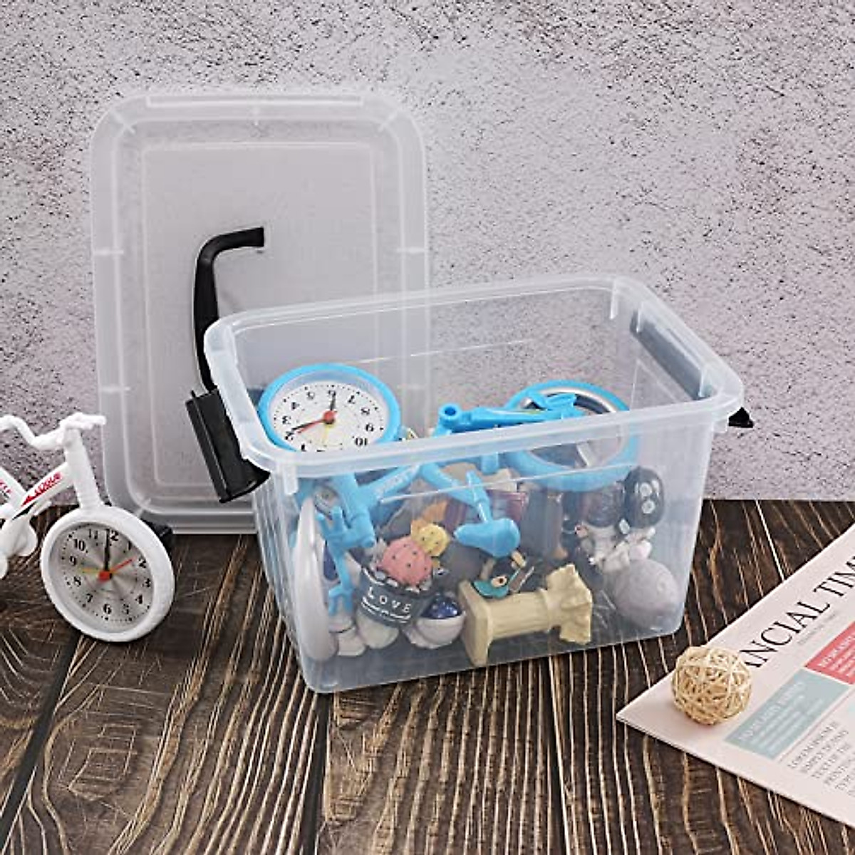 Yarebest 6 L Clear Plastic Storage Bins, Storage Boxes with Lids Set of 6