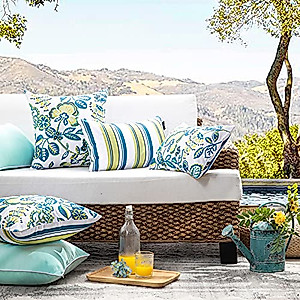 Phantoscope Pack of 2 Outdoor Indoor Throw Pillow Covers Decorative Waterproof Outdoor Pillows Patio Pillows Cushion Case for Couch Tent Park, Off White 18 x 18 Inches